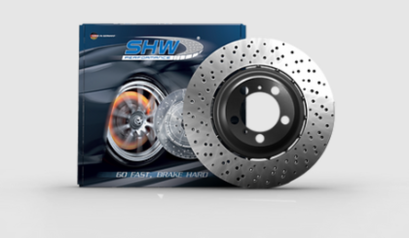 SHW 21-22 Audi RS6 4.0L V8 Front Drilled-Dimpled Lightweight Brake Rot ...